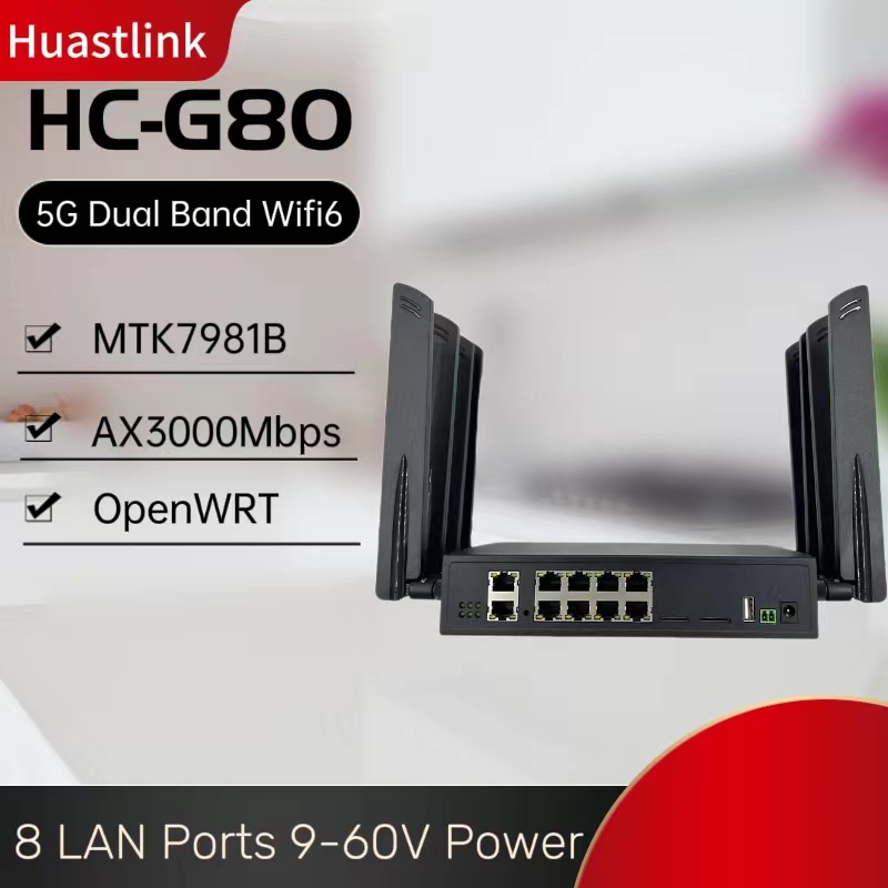 Huastlink Ultra-Wide Voltage 5G Industrial 8 Port Gigabit Router HC-G80 ...